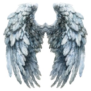 12x Angel Wings Clipart, Silver Angels Wings Clipart, Printable ...
