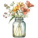 Mason Jar Flowers PNG Clipart, 12x Rustic Floral Illustration ...
