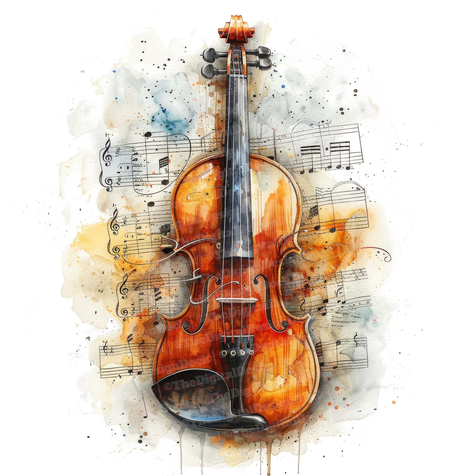 12x Vintage Violin Music Notes Clipart, Musical Clipart, Printable ...