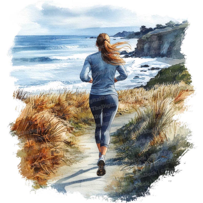 Woman Running Clipart, Watercolor Jogger, Printable Fitness Clipart ...
