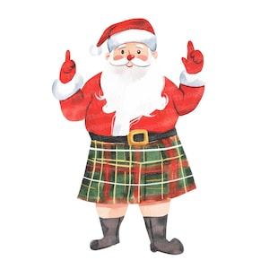 12x Santa in Kilt Clipart, Scottish Christmas Clipart, Printable ...