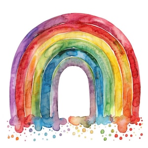 Rainbow Clipart, 12x Vibrant Watercolor Rainbow Clip Art Set, Printable ...