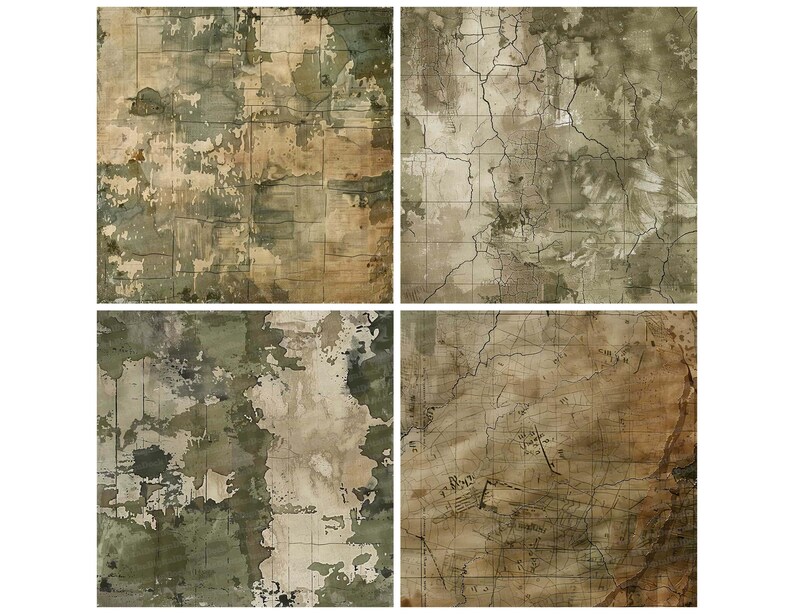 12x Military Maps Junk Journal Paper, Olive Maps Khaki Camouflage ...