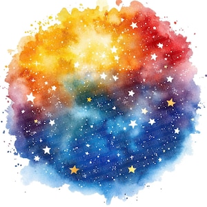 Galaxy PNG Clipart, 12x Watercolor Celestial Space Clip Art Set ...