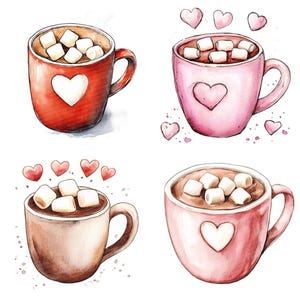 Hot Cocoa PNG Clipart, 12x Valentine Mug Clip Art Set,printable ...