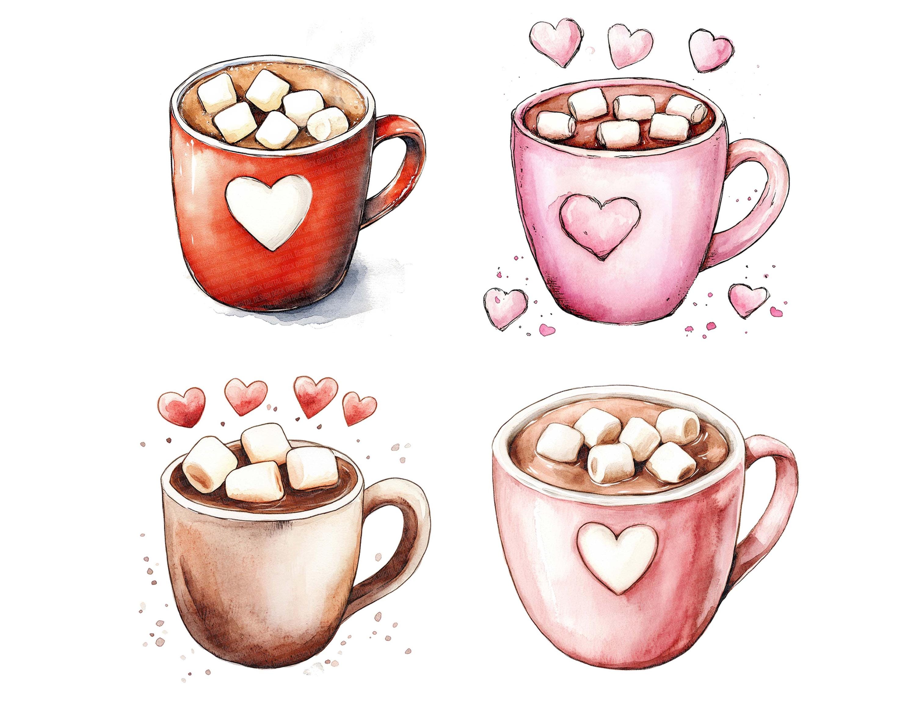 Hot Cocoa PNG Clipart, 12x Valentine Mug Clip Art Set,printable ...