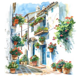 12x Spanish Street Clipart, Floral Street, JPG Clipart, Printable ...