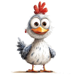 Chicken Cartoon Clipart, Funny Farm Animal Clipart, Printable ...
