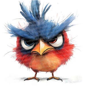 12 Grumpy Bird Clipart, Watercolor Angry Bird Clipart, Printable ...