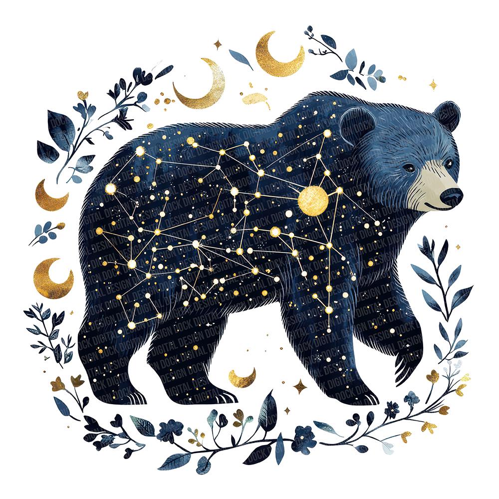 12x Celestial Bear PNG Clipart, Constellation Animal Clip Art Set, Star ...