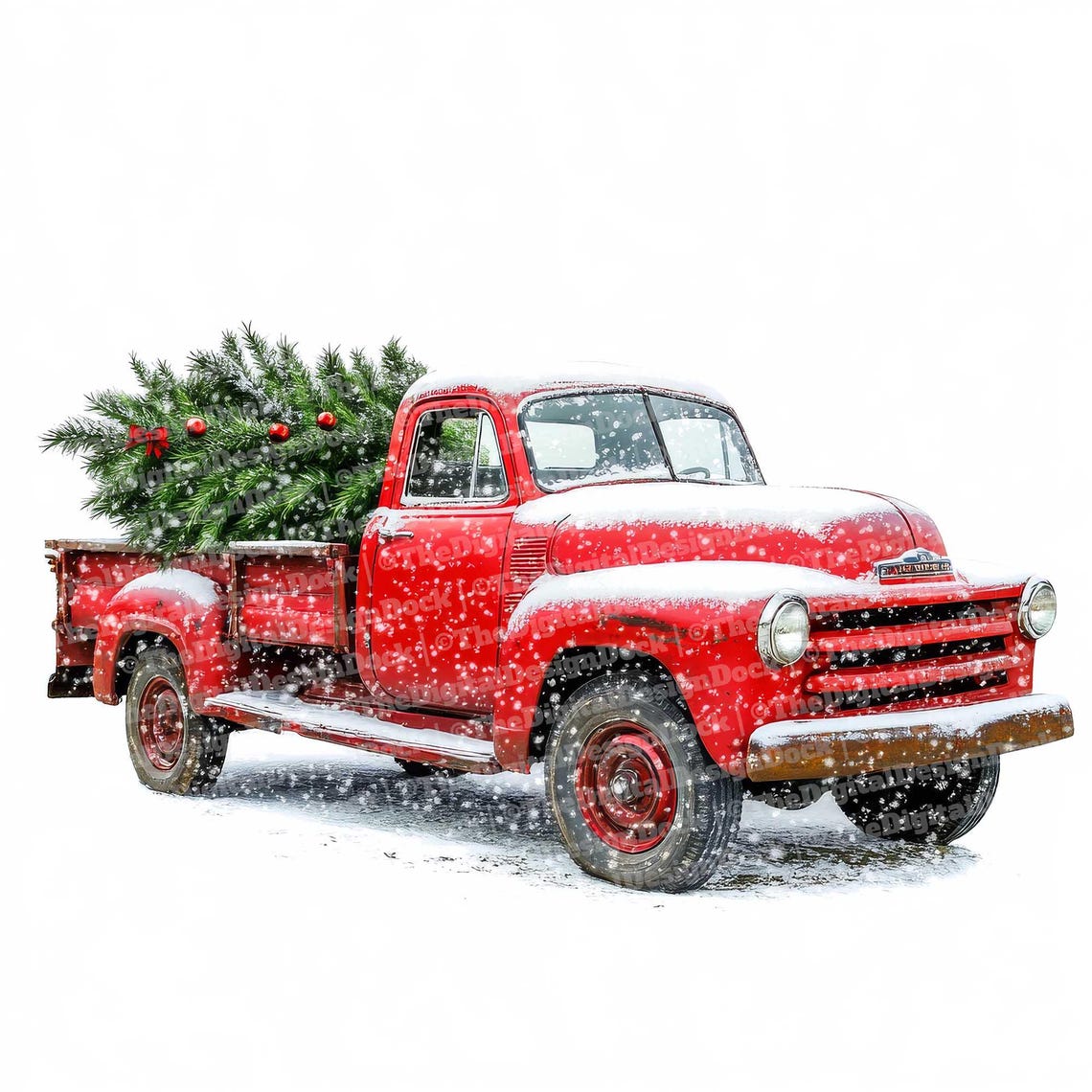 Christmas Truck PNG Clipart, 12x Watercolor Christmas Tree Delivery PNG ...