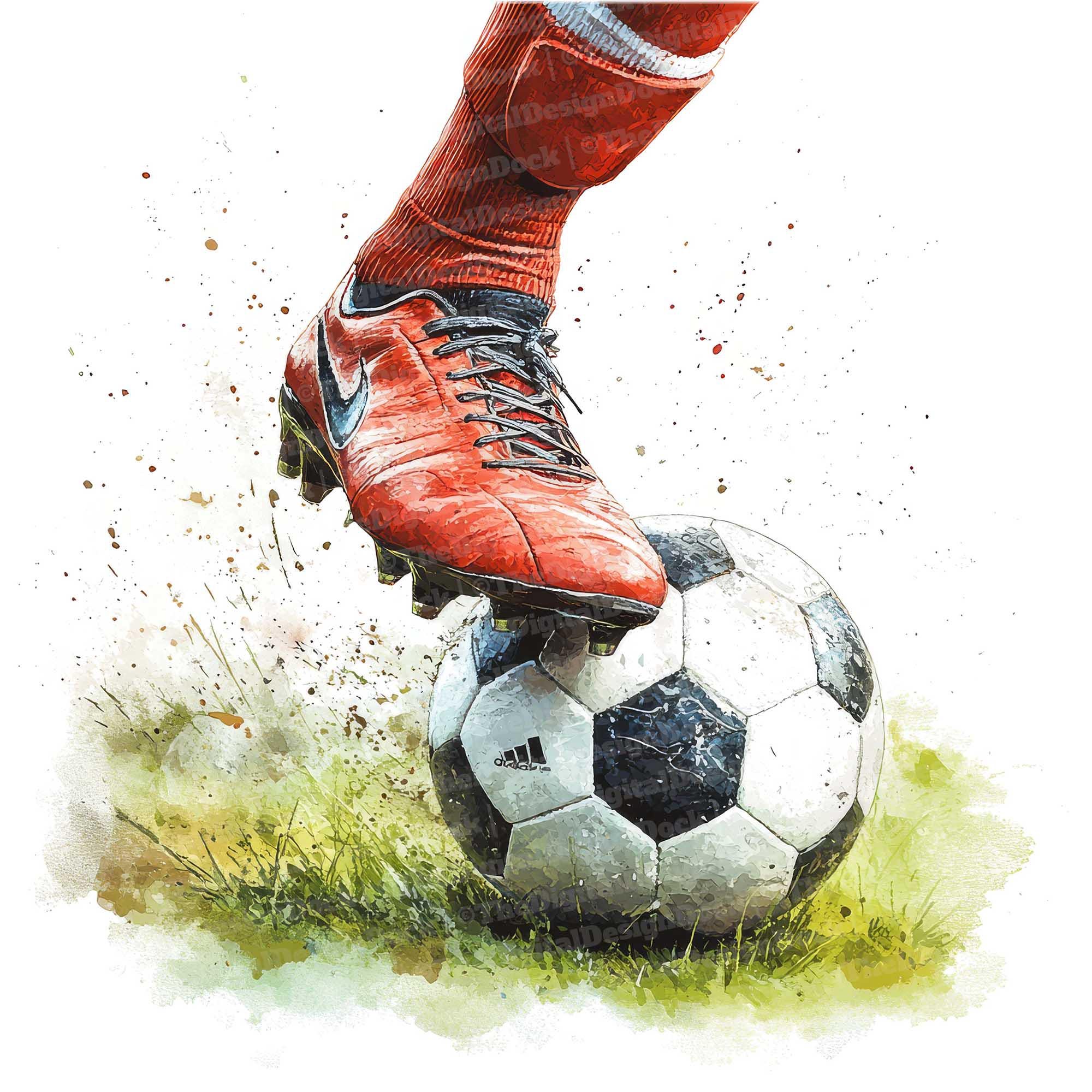 Soccer Clip Art, 12x Football Watercolor Clipart Set, Printable Sports ...