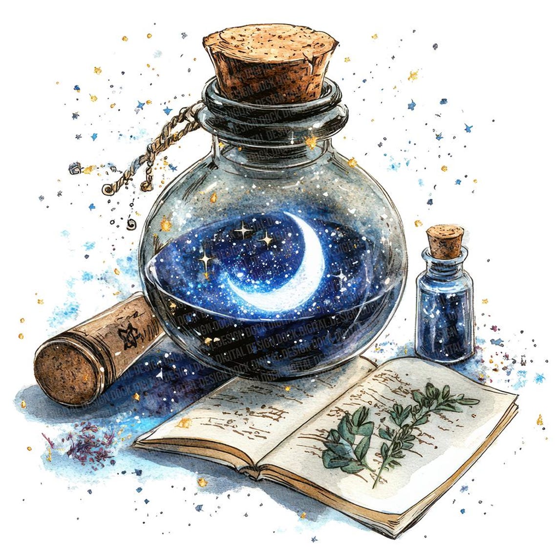 Spell Jar PNG Clipart, 12x Moon Dust Potion Clip Art Set, Printable ...