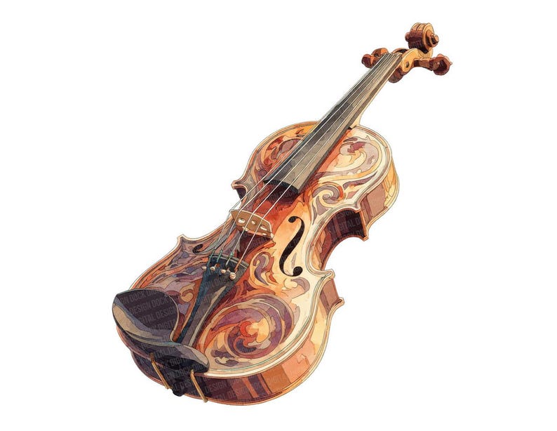Violin PNG Clipart, 12x Watercolor Musical Instrument Clip Art Set ...