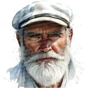 12 Sea Captain Clipart, Watercolor Old Sea Man, Printable Watercolor ...