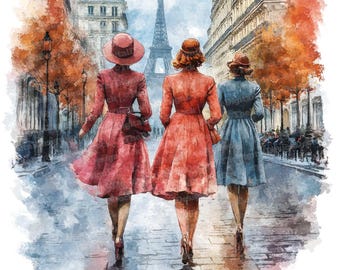 10 Summer in Paris Clipart, Watercolor French Cityscape Clip Art ...