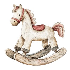Rocking Horse PNG Clipart, 12x Wooden Toy Horse Clip Art Set, Printable ...