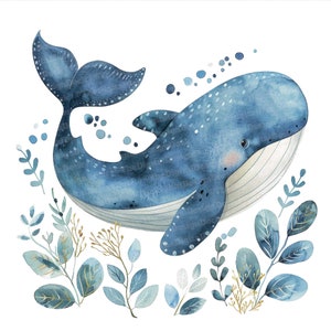 12x Nursery Whale Clipart, Cute Sea Animal Clipart, Printable ...