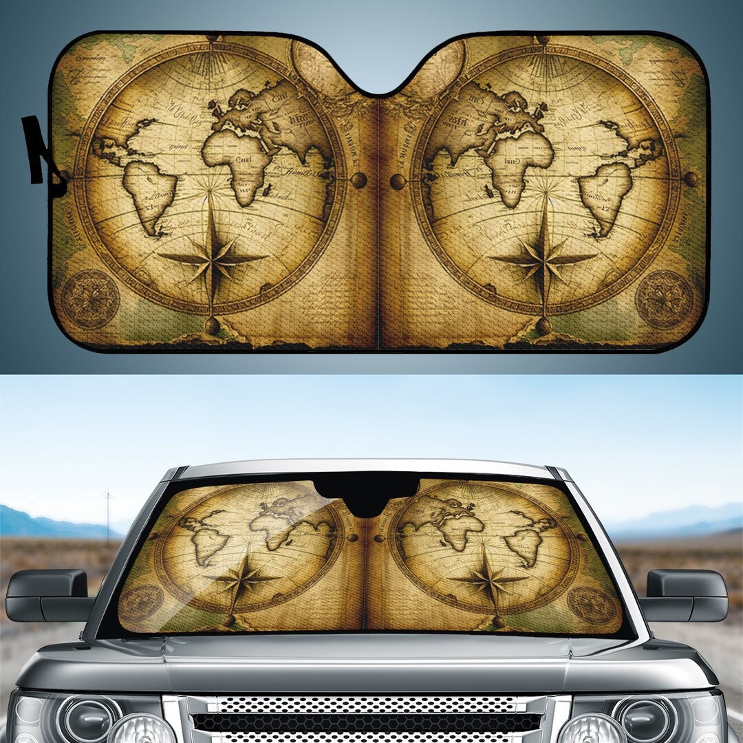Old Maps 1 Auto Sun Shade Car Shade for Vehicle Windscreen Shield Sun ...