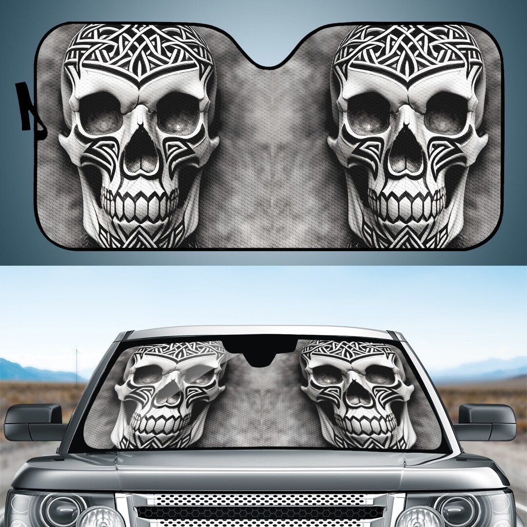 Viking Carved Skull Sun Shade Auto Sun Shades Car Shade for Vehicle ...