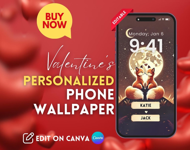 Custom Valentines Wallpaper for Your Phone - Custom Name Lock Screen ...