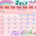 Editable July 2023 Calendar, Cute Pastel Floral, Printable Monthly ...