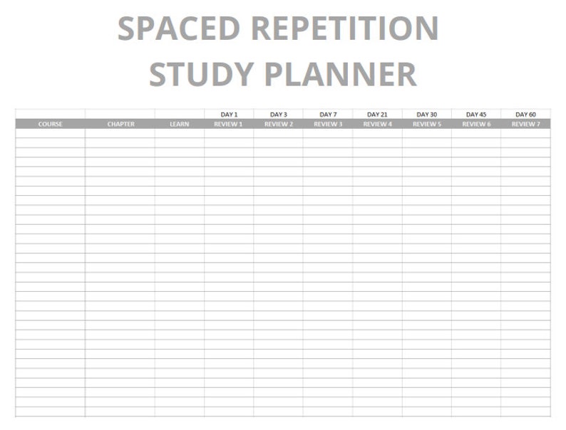 Spaced Repetition Schedule Planner GREY - Etsy