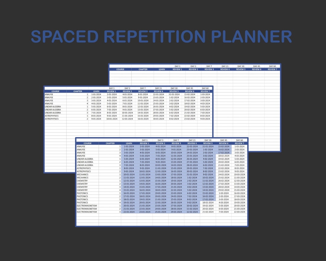 Timetable Spaced Repetition Schedule for University Digital Planner for ...