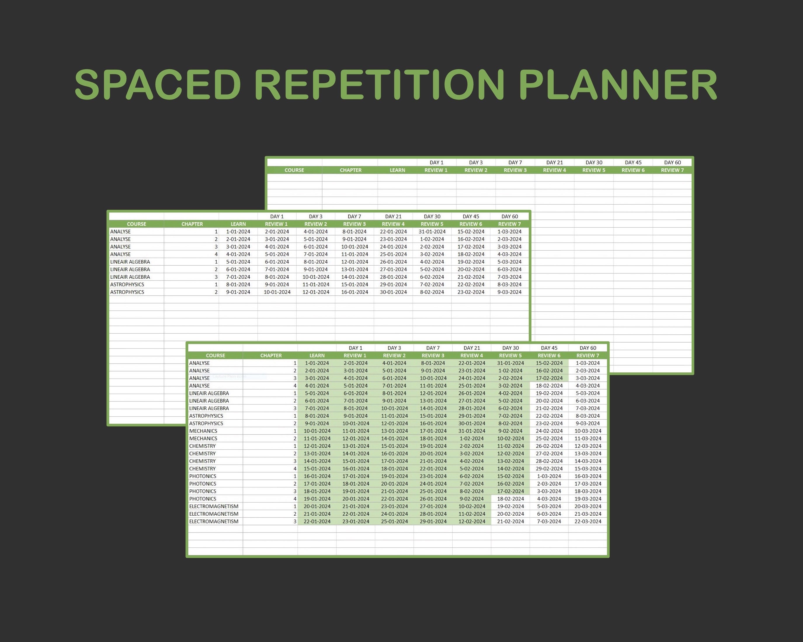 Timetable Spaced Repetition Schedule for University Digital Planner for ...