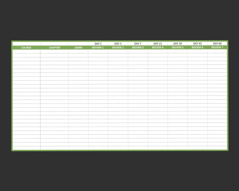 Timetable Spaced Repetition Schedule for University Digital Planner for ...