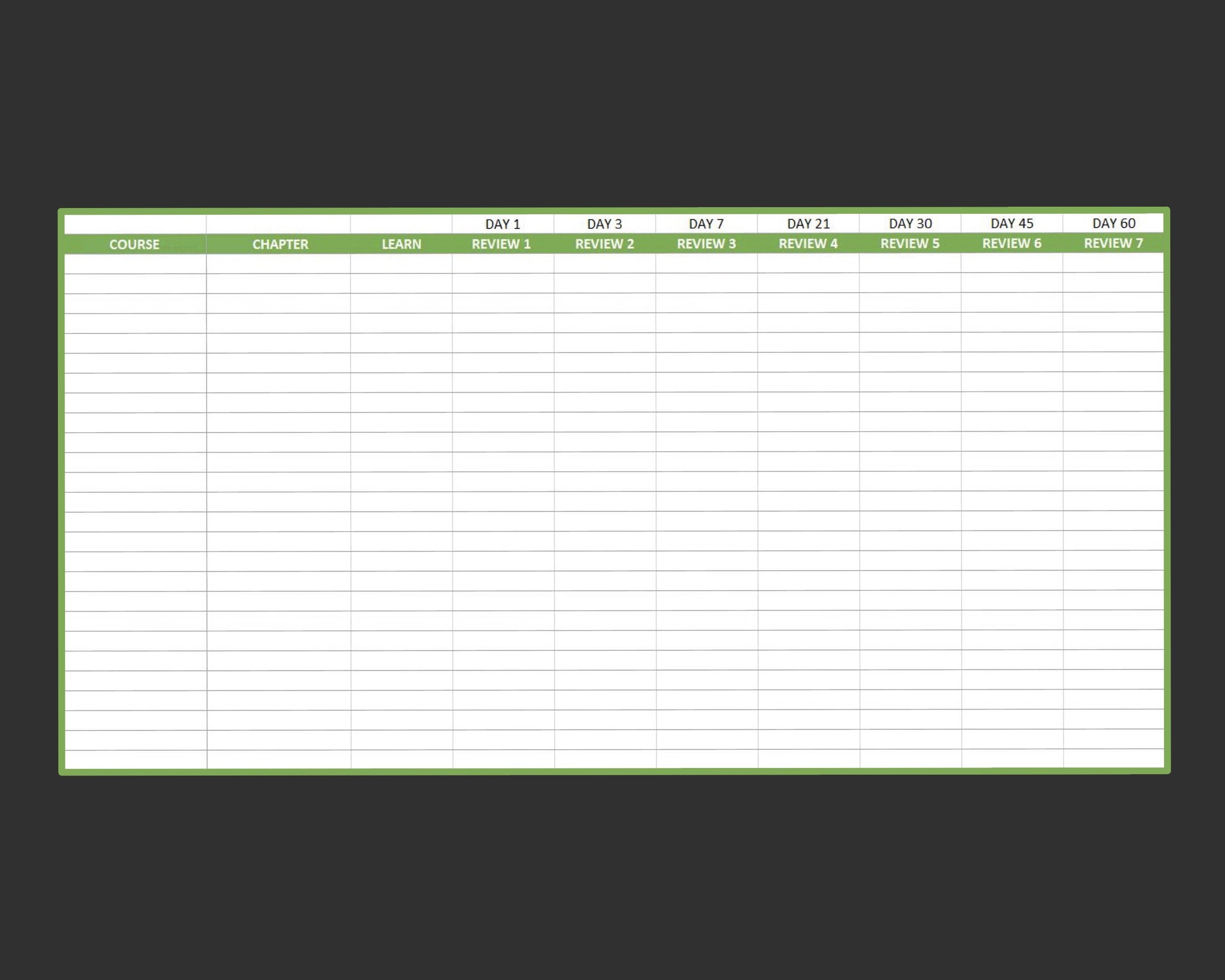 Timetable Spaced Repetition Schedule for University Digital Planner for ...