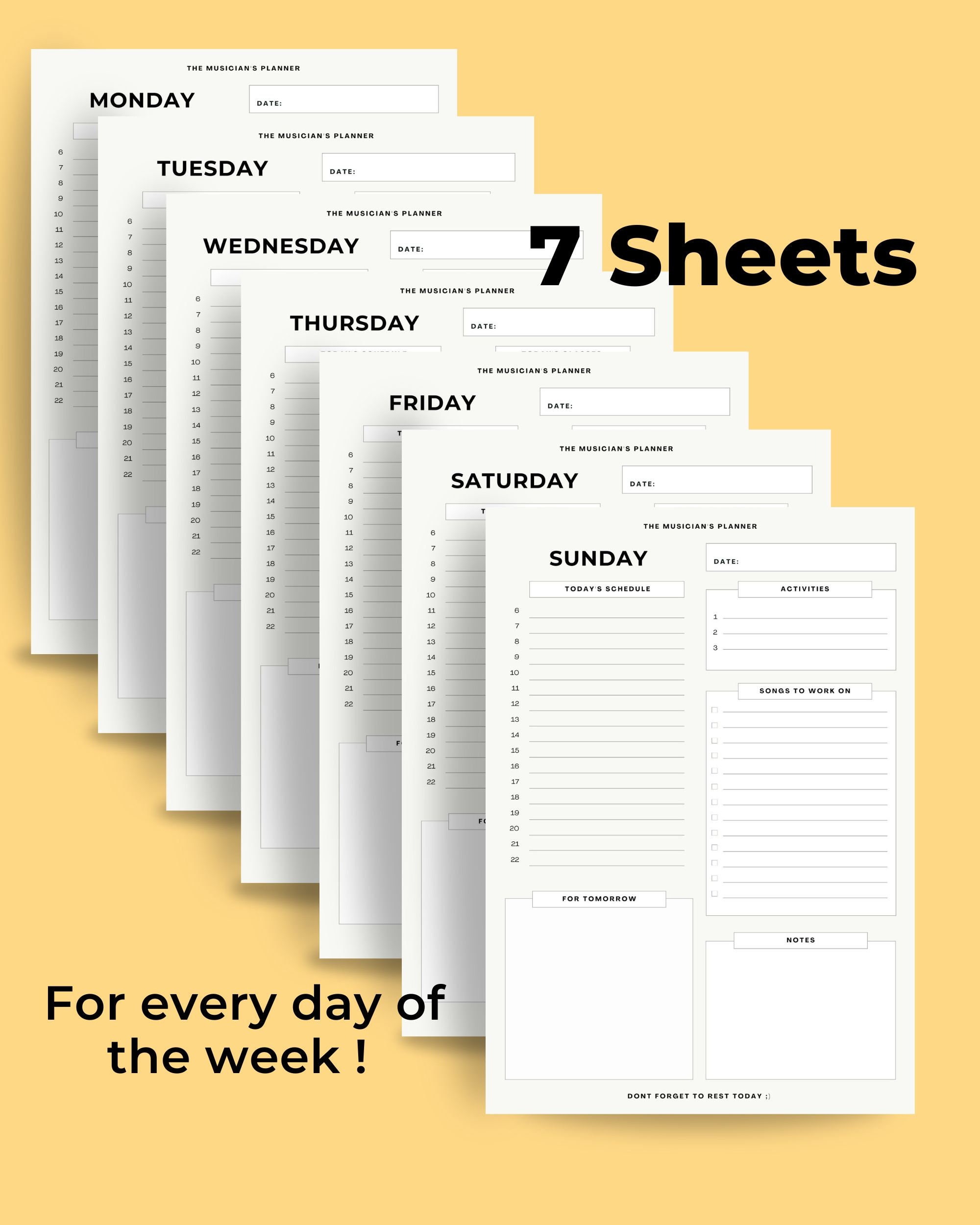 7 Day Planner, Printable Planner, Instant Download 7 Day Planner, 7 Day ...