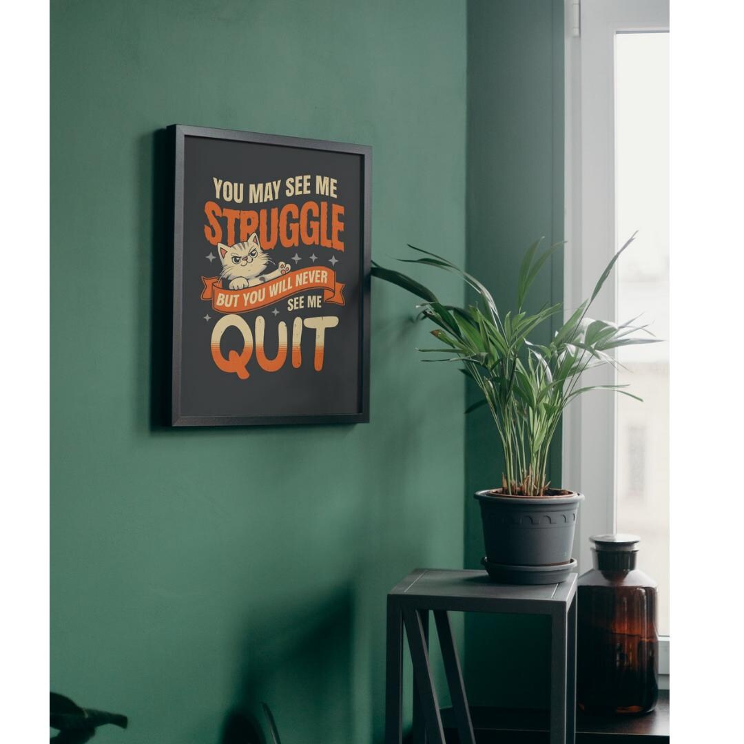 Motivational Cat Poster – Funny Typography Wall Art, Vintage Style ...