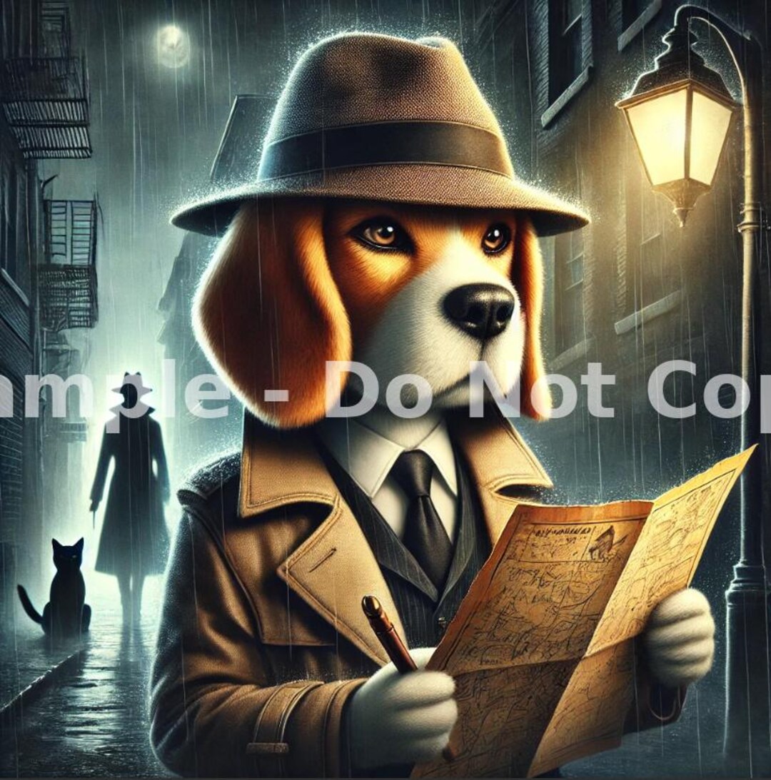 Detective Beagle – Noir-inspired Digital Artwork for Mystery Lovers - Etsy
