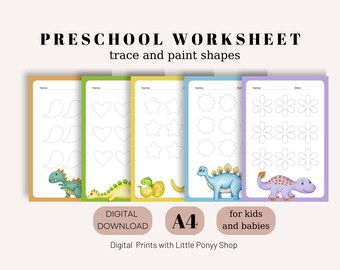 Shape Tracing Worksheet, Geometric Shapes Activity, Learning Binder, Preschool Worksheet ...