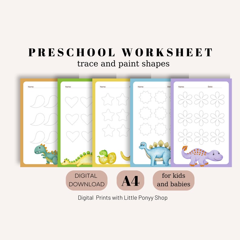Shape Tracing Worksheet, Preschool Shapes Activity, Learning Binder ...