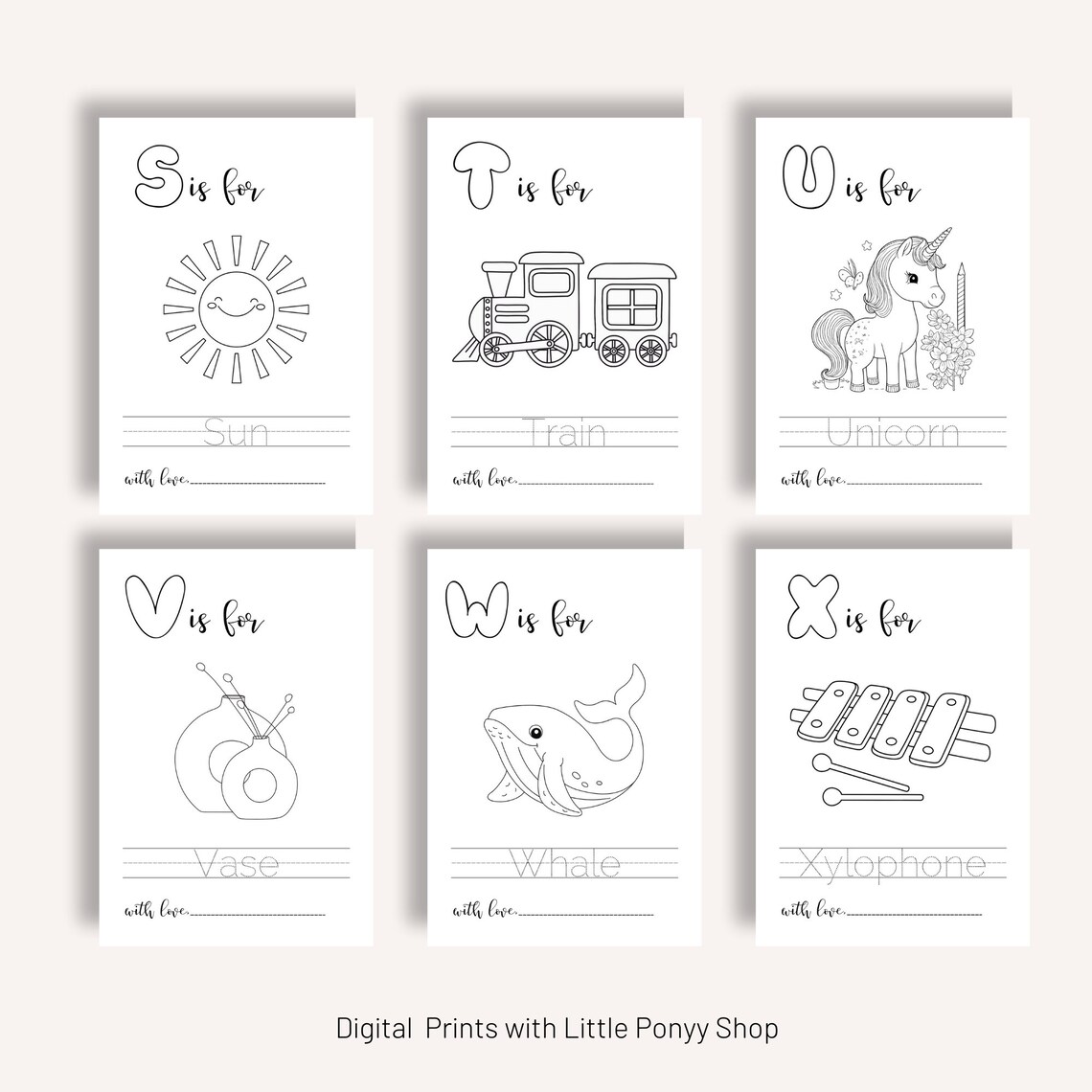 Editable ABC Book Baby Shower Game Sun Alphabet Coloring Book Baby's ...