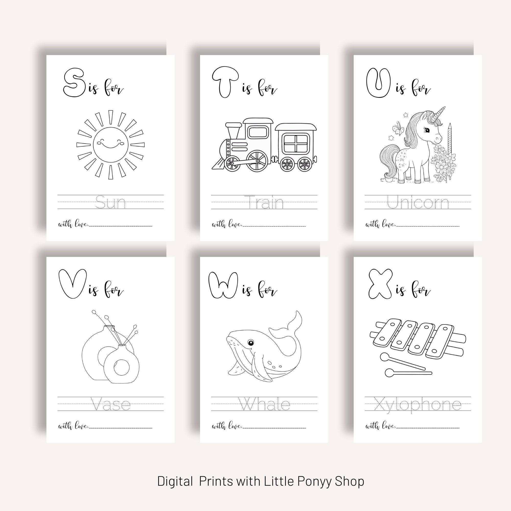 Editable ABC Book Baby Shower Game Sun Alphabet Coloring Book Baby's ...