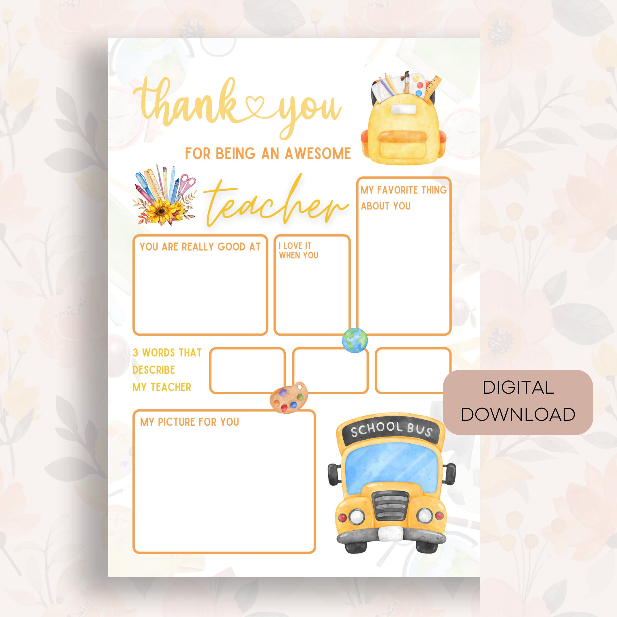Teacher Appreciation Gift Printable, Teacher Thank You Coloring Page ...