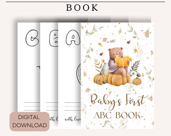 ABC Book Baby Shower Game Greenery Woodland Alphabet Coloring Book Baby ...