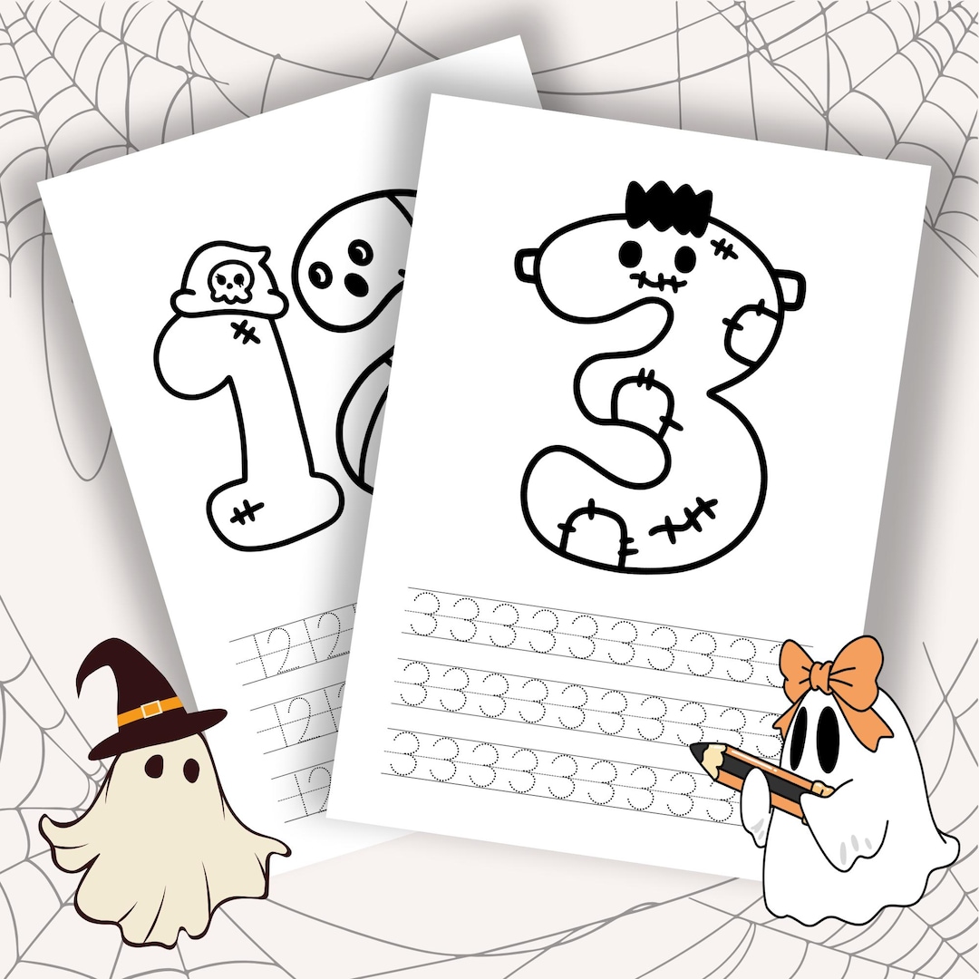 Halloween Numbers Tracing Worksheet, Handwriting Practice, Basic ...