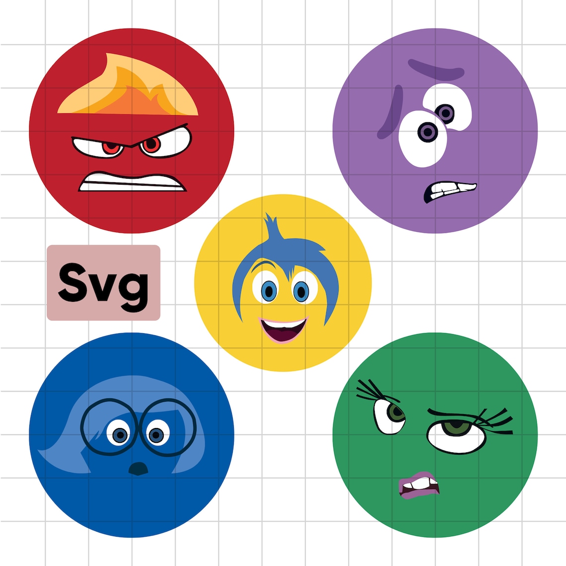 Inside Out 2 PNG SVG, Inside Out 2 Anger, Joy, Disgust, Sadness, Fear ...