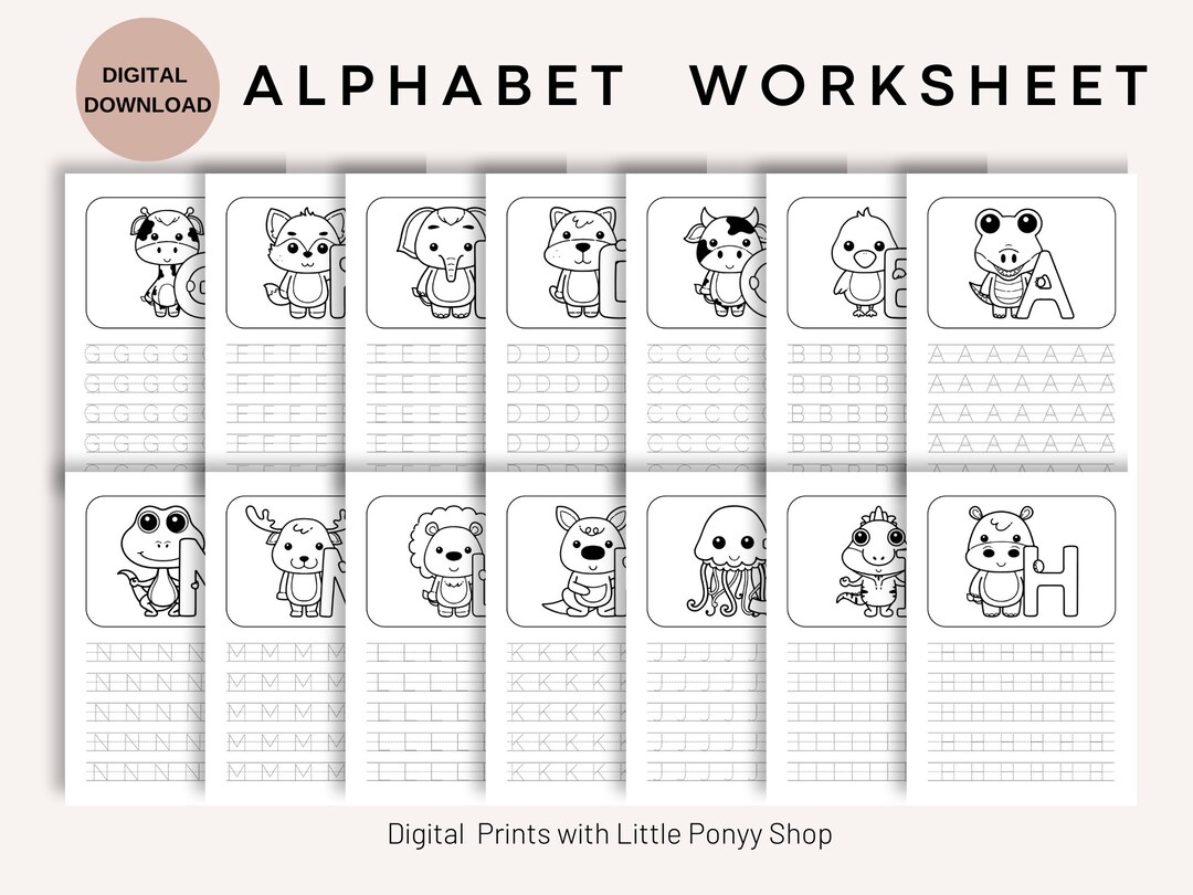 Alphabet Tracing Worksheets A-Z ABC Tracing Workbook Handwriting ...
