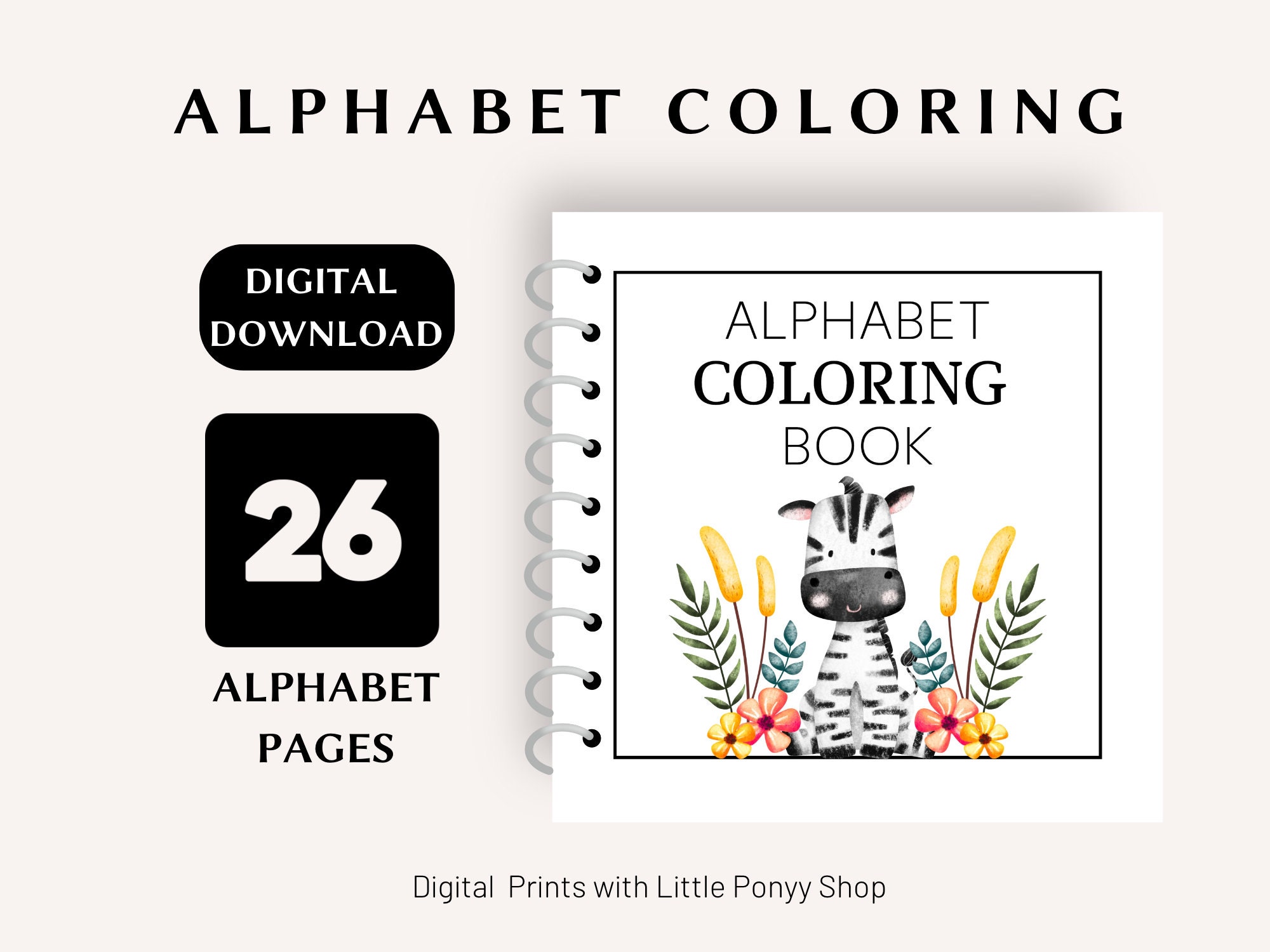 ABC Coloring Book, Alphabet Book Baby Shower, Alphabet Coloring Book ...