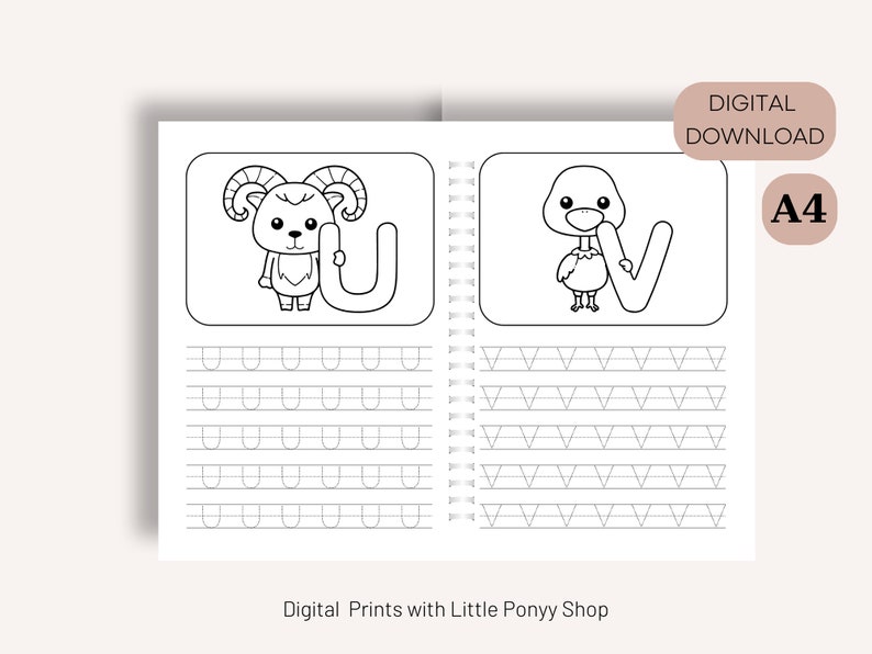 Alphabet Tracing Worksheets A-Z ABC Tracing Workbook Handwriting ...