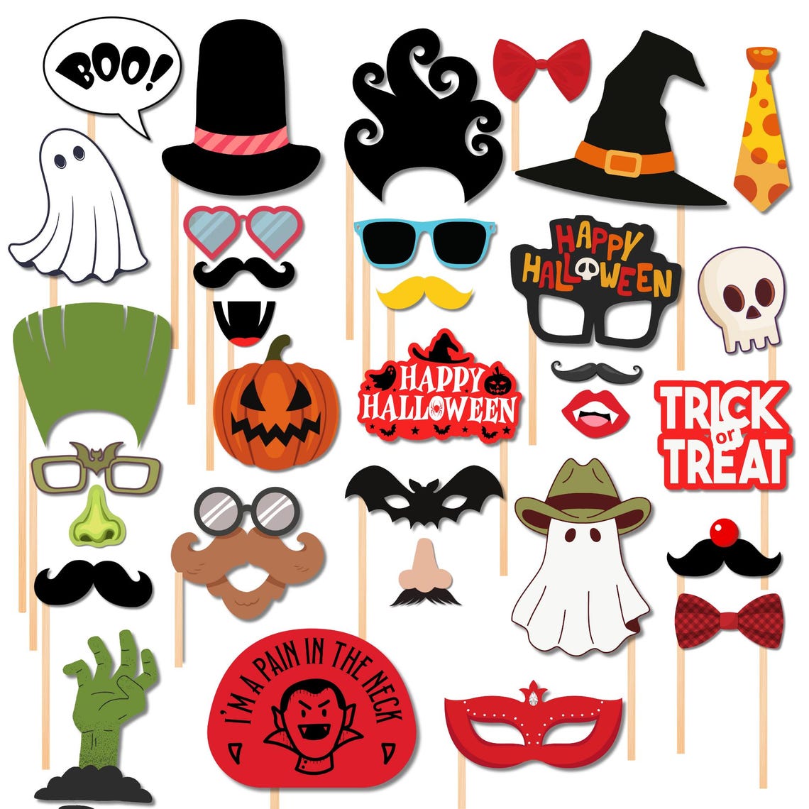 Halloween Photobooth Props, Printable Halloween Photo Booth Props Kids ...