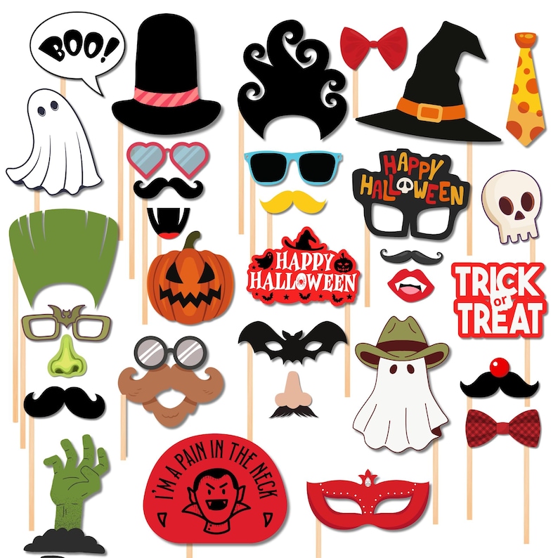 Halloween Photobooth Props, Printable Halloween Photo Booth Props Kids ...