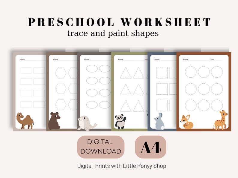Preschool Shapes Trace the Shapes Practice With Shapes Worksheets ...