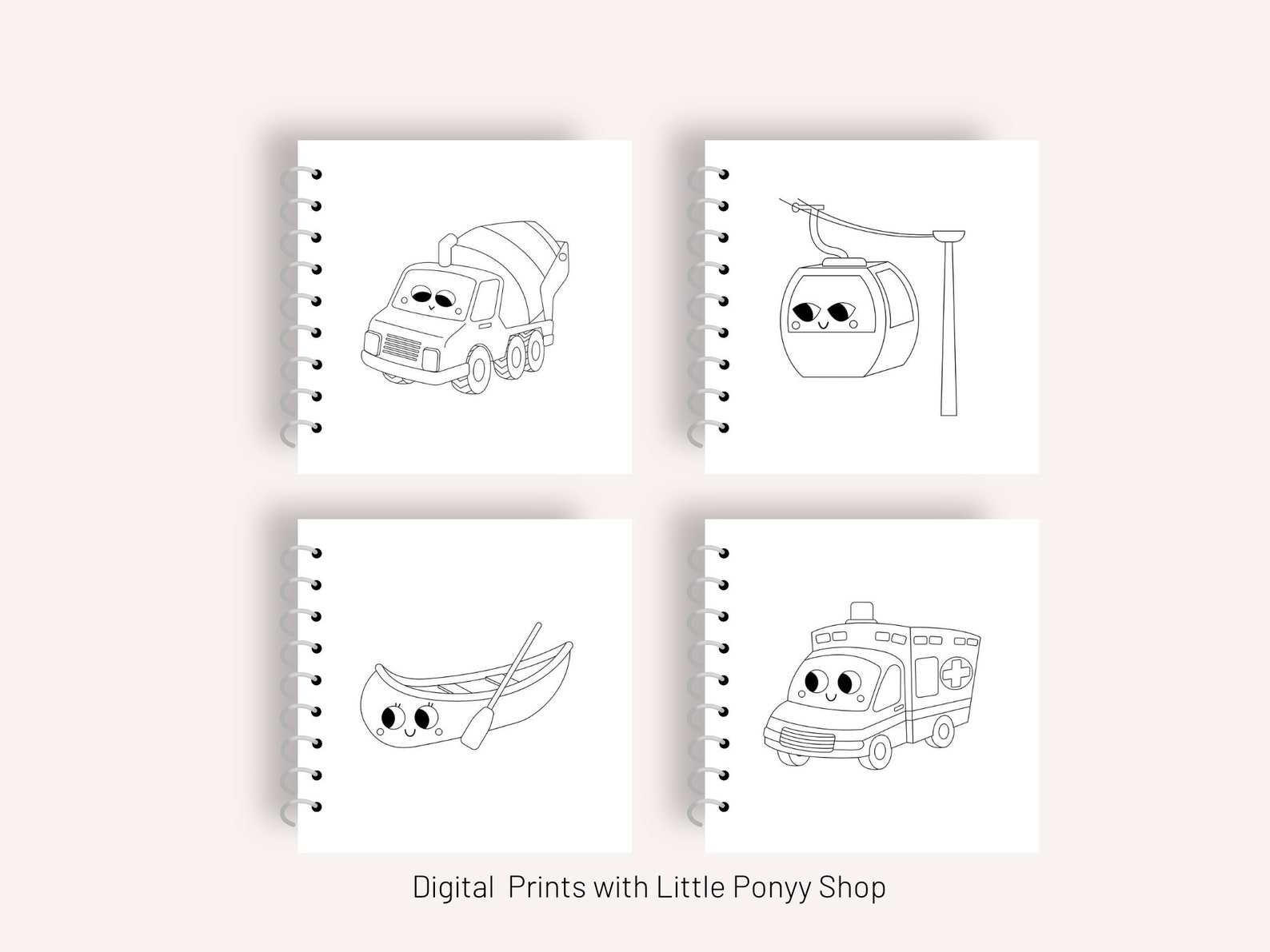 Printable Vehicles Coloring Book Easy Vehicles Coloring Pages - Etsy