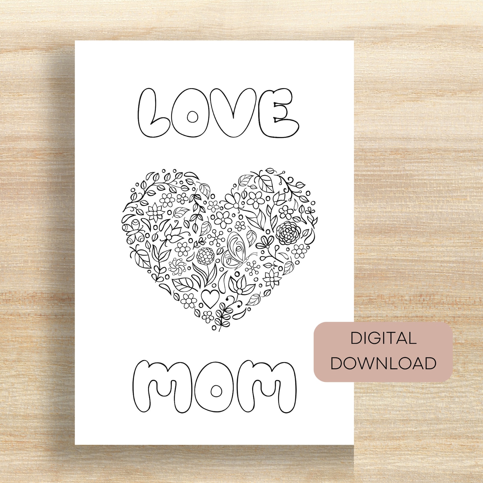 Mothers Day Printable Coloring Card, Color Your Own Mothers Day Card ...